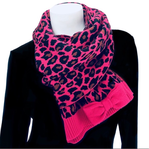 kate spade | Accessories | Kate Spade Leopard Print Jacquard Bow Scarf ...